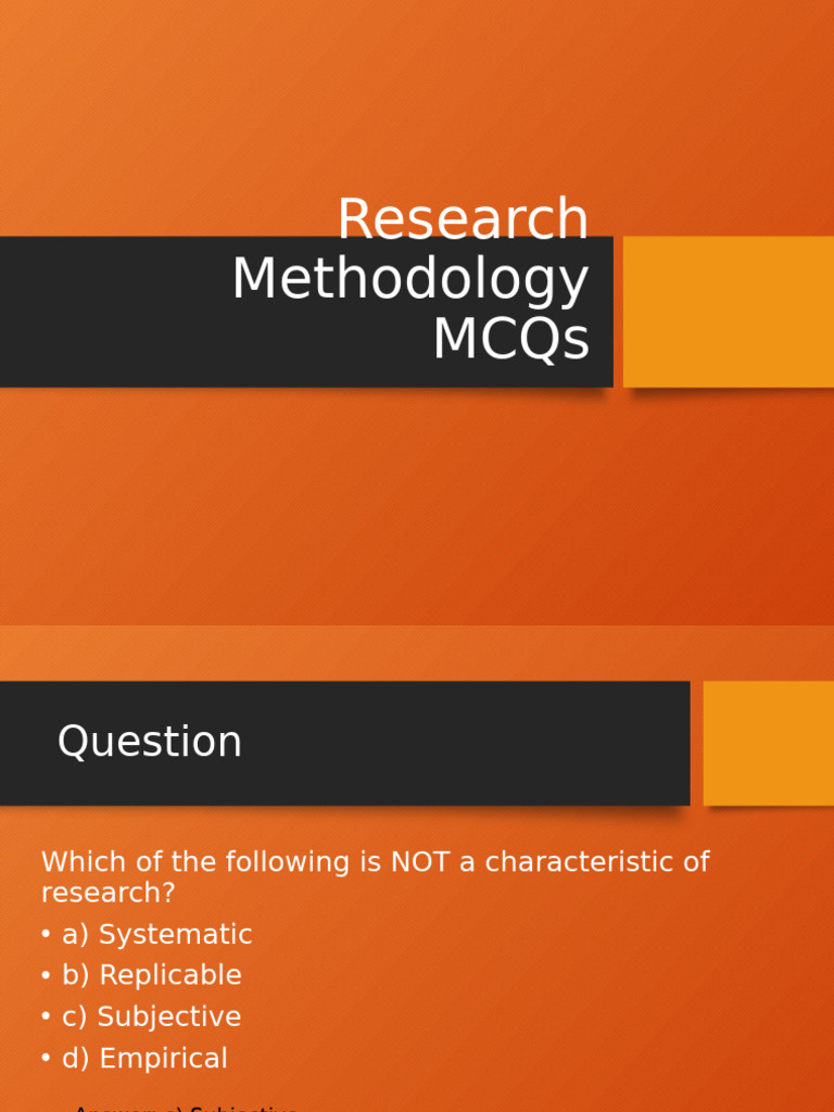 MCQs Research Methodology | PDF | Statistics | Experiment