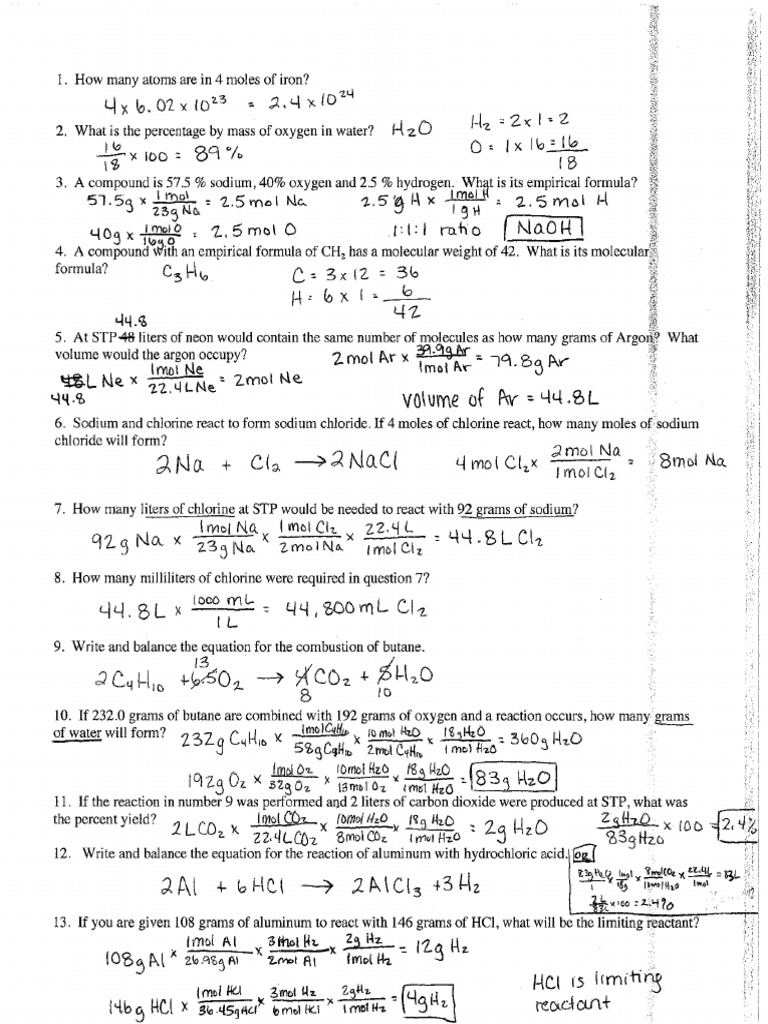 Chemistry - Semester - 2 - Practice - Final - Answers Other School | PDF