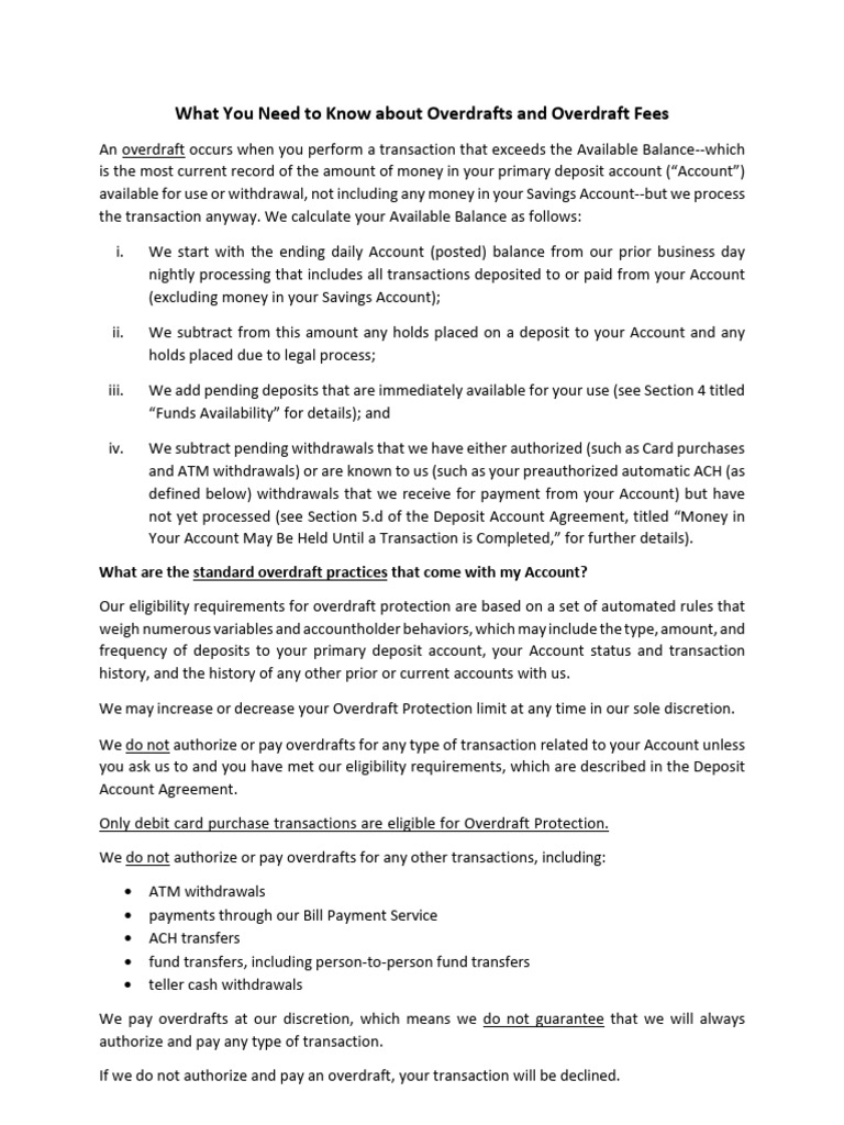overdraft-notice | PDF | Overdraft | Personal Finance
