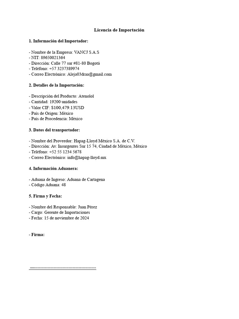 Licencia de Importación (1) - 1 | PDF