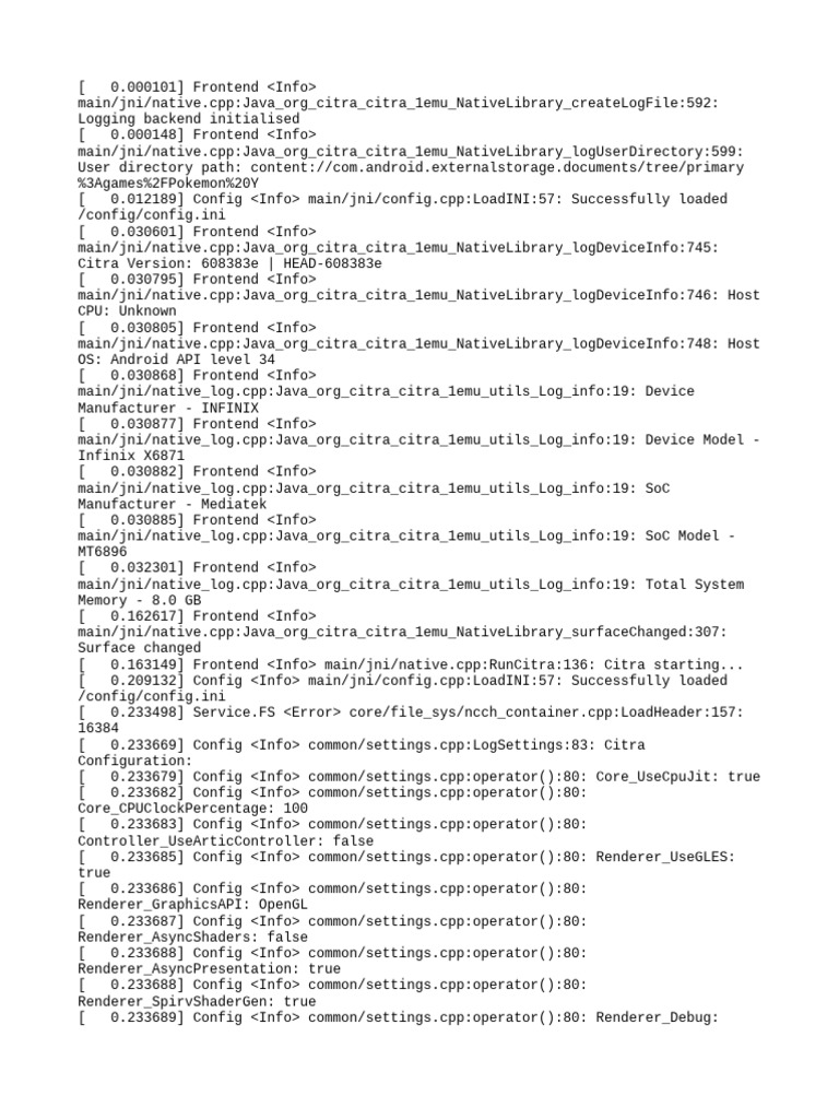Citra Log | PDF | System Software | Computing