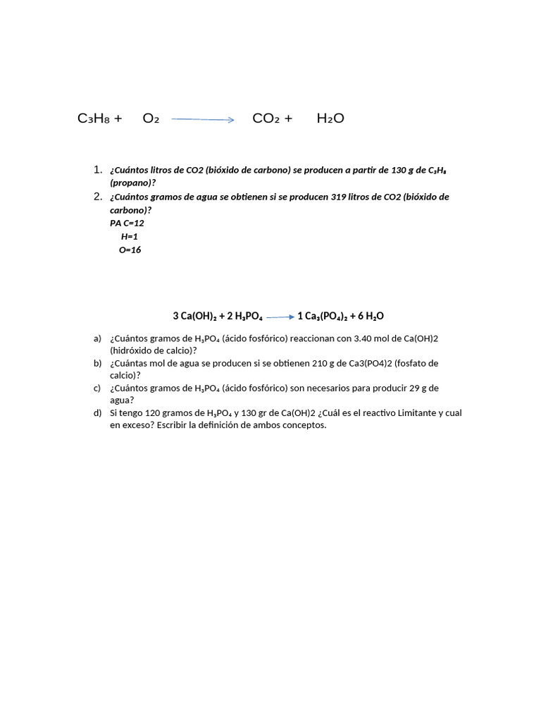 Ejercitacion Estequiometria | PDF