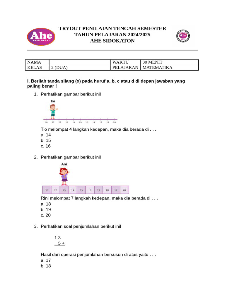 PTS MTK KELAS 2 | PDF