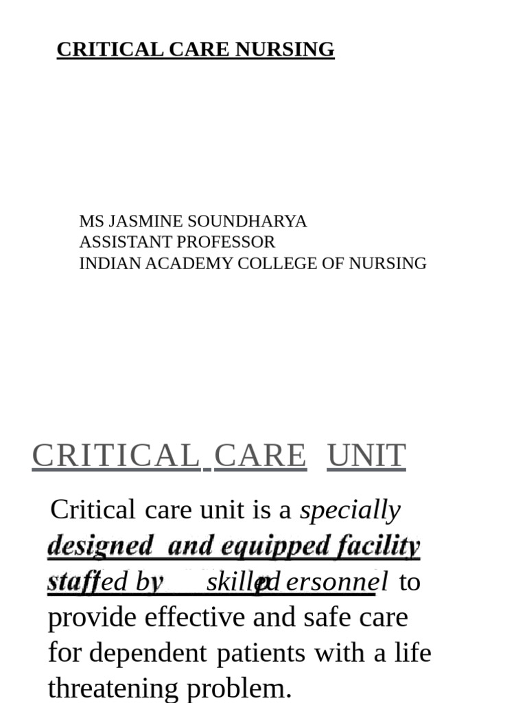 Overview of Critical Care Nursing | PDF | Intensive Care Medicine ...