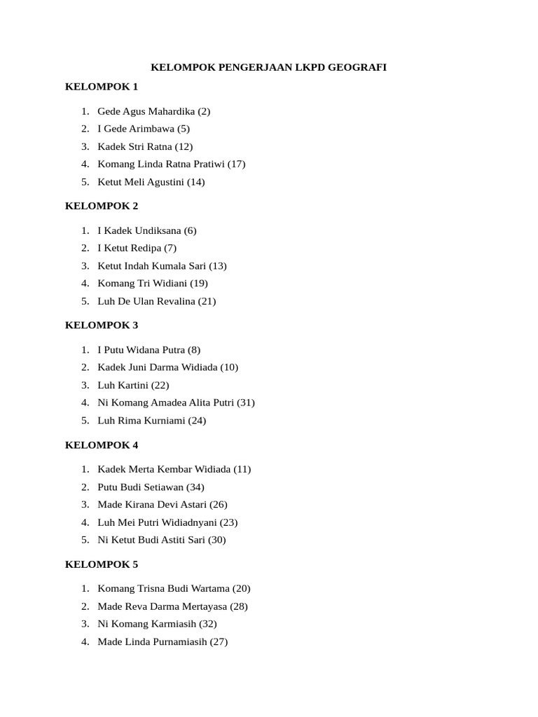 Kelompok Pengerjaan LKPD Geografi | PDF