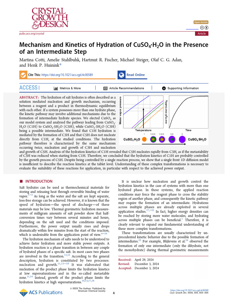 Hydration Kinetics of CuSO4·H2O Explained | PDF | Phase (Matter ...