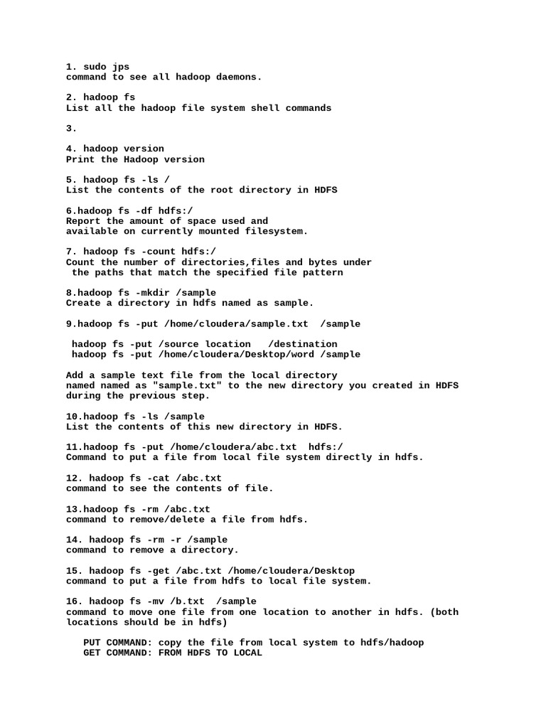 Hadoop Commands | PDF