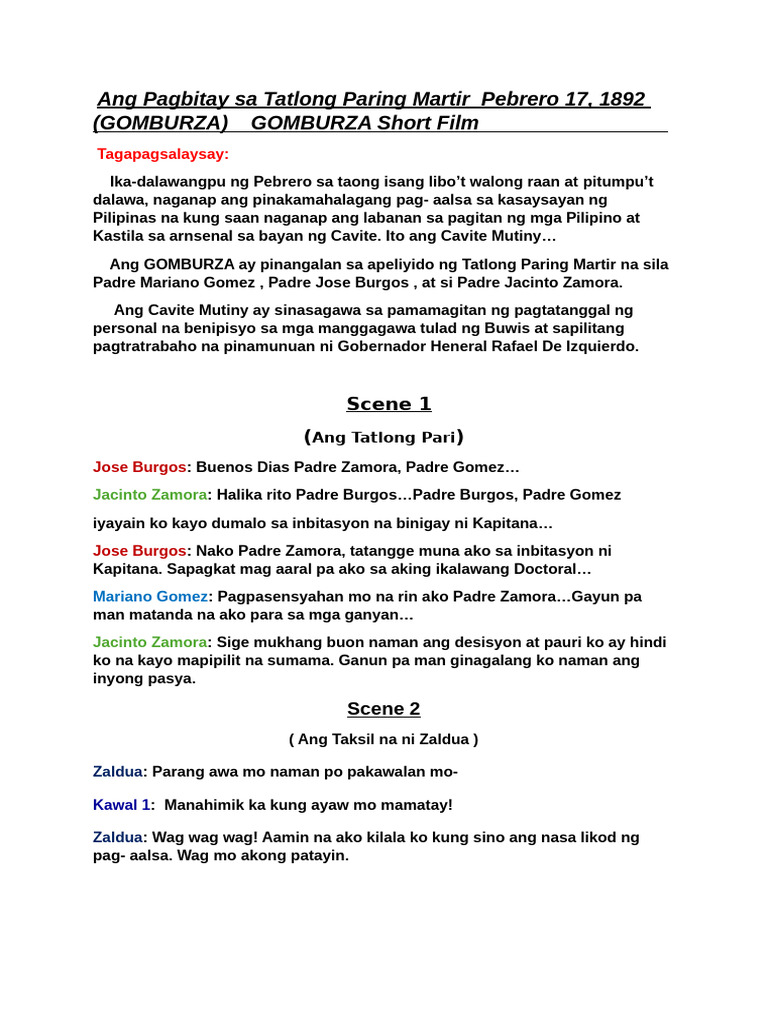 Ang Pagbitay Sa Tatlong Paring Martir | PDF