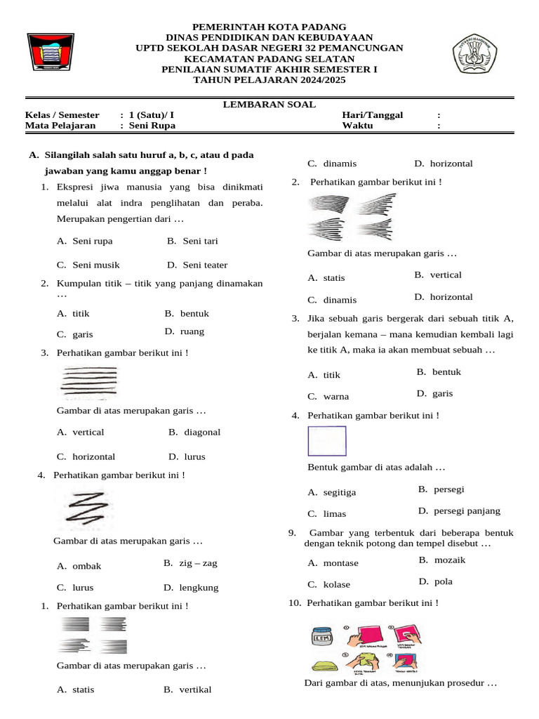 Soal Seni Rupa Kls 1 Sms 2 2022 | PDF