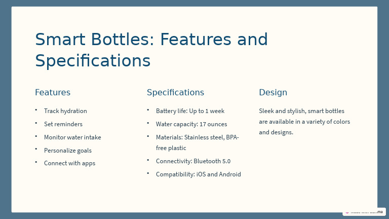 Smart Bottles Features and Specifications | PDF
