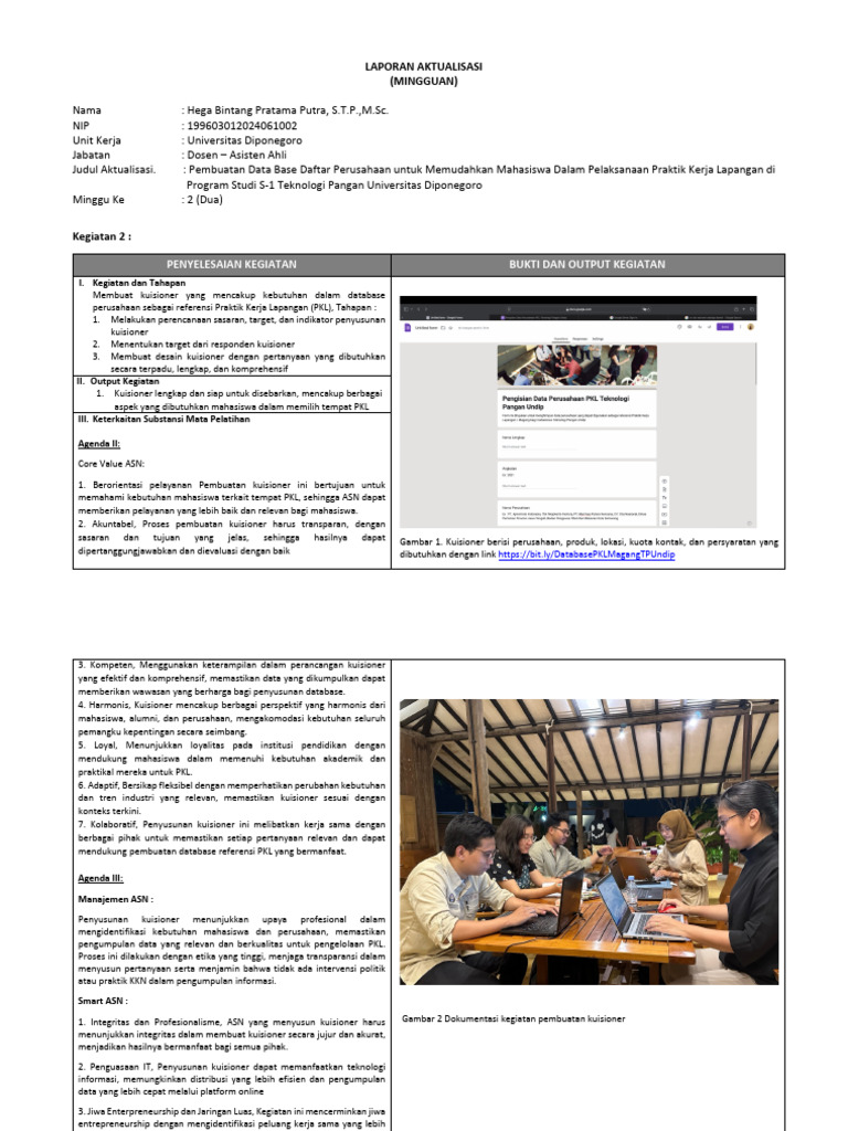 Laporan Minggu 2 RA HBP | PDF