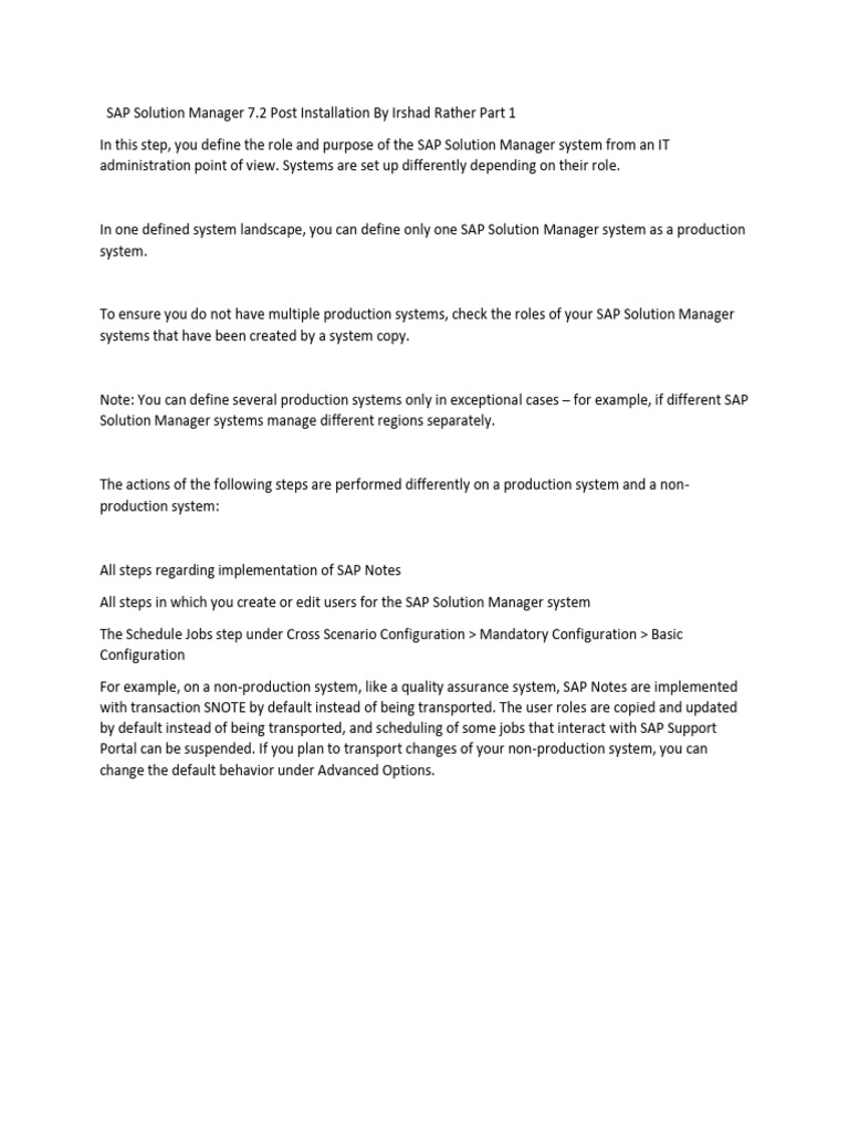 Sap Solution Manager 7 2 Post Pdf