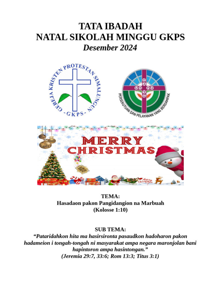 Tata Ibadah Natal Liturgi SM GKPS 2024 | PDF