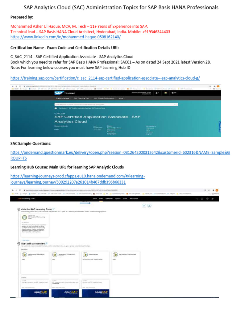 SAP Analytic Cloud (SAC) Administration Related Stuff | PDF