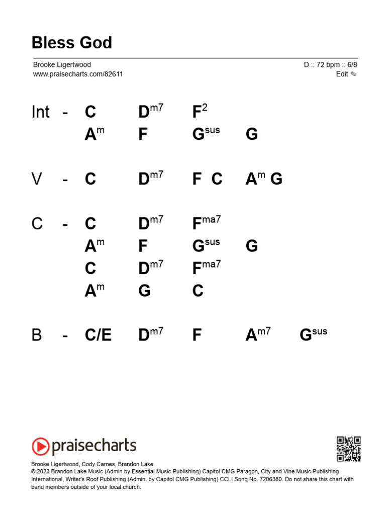 Bless God (Brooke Liger... ) Stage Chart | PDF