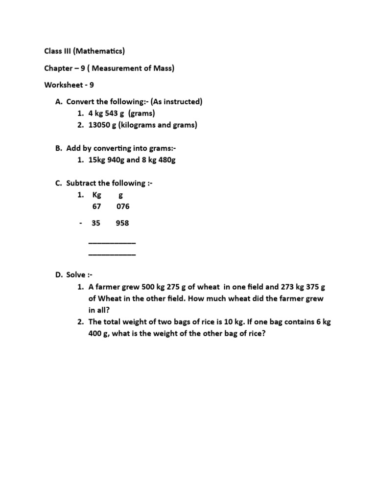 Class III Maths Ch-9 | PDF