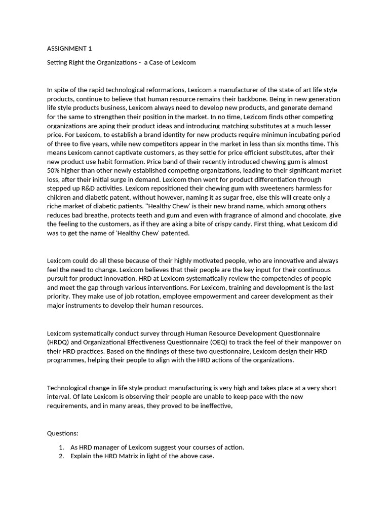 HRDA Assignment Case Studty | PDF | Business