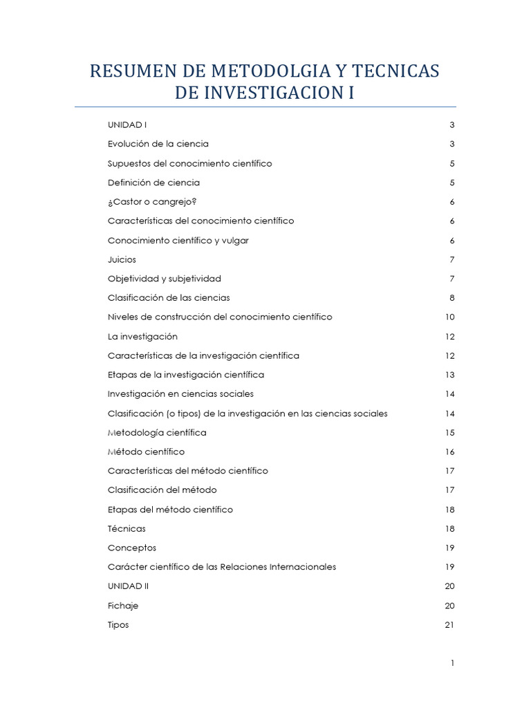 Resumen de Metodologia y Tecnicas de Investigacion 2.0 | PDF | Conocimiento | Método científico