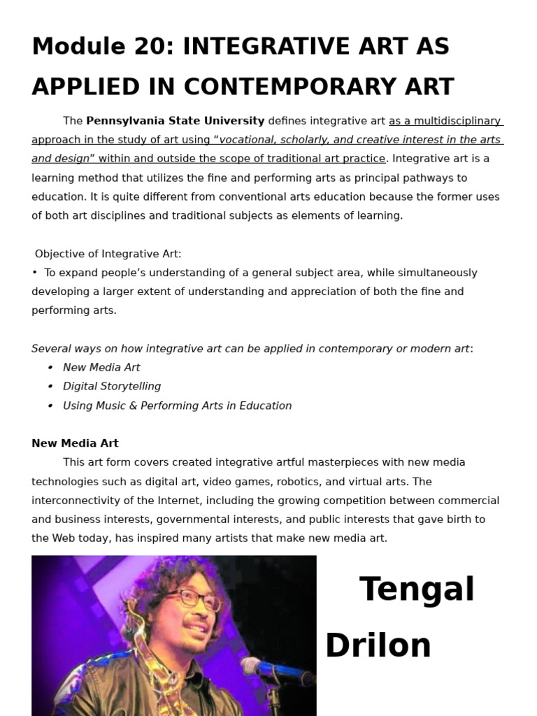 Integrative Art in Contemporary Education | PDF | Storytelling | New Media