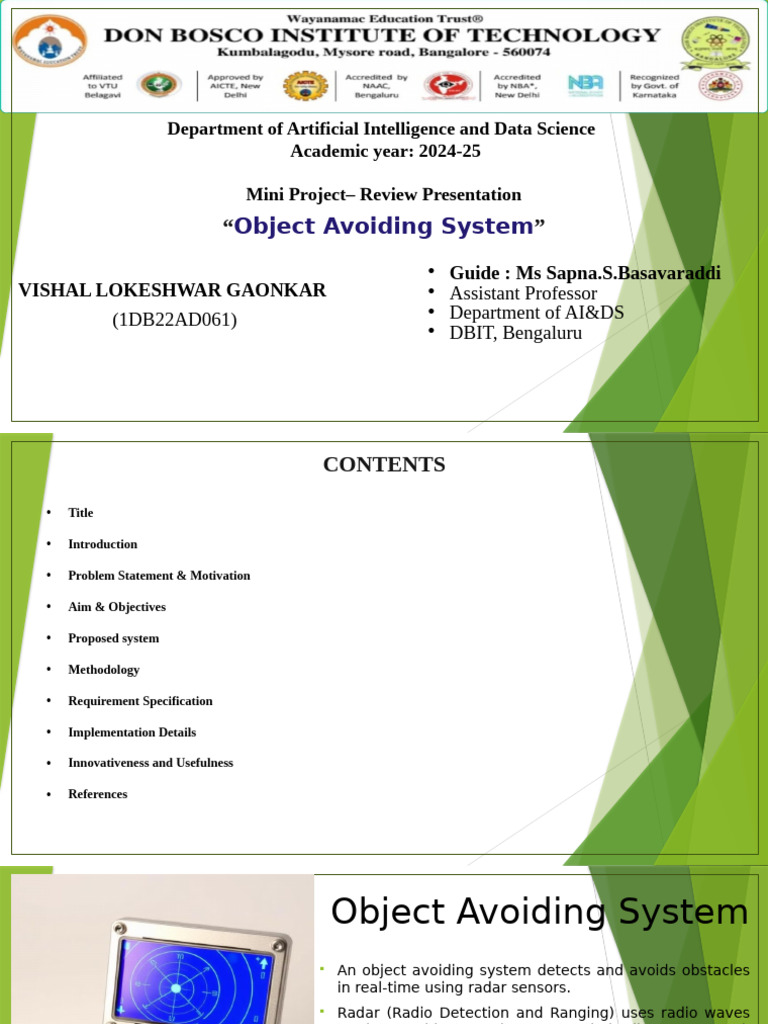 Presentation Mini Project Vishal | PDF | Arduino | Radar
