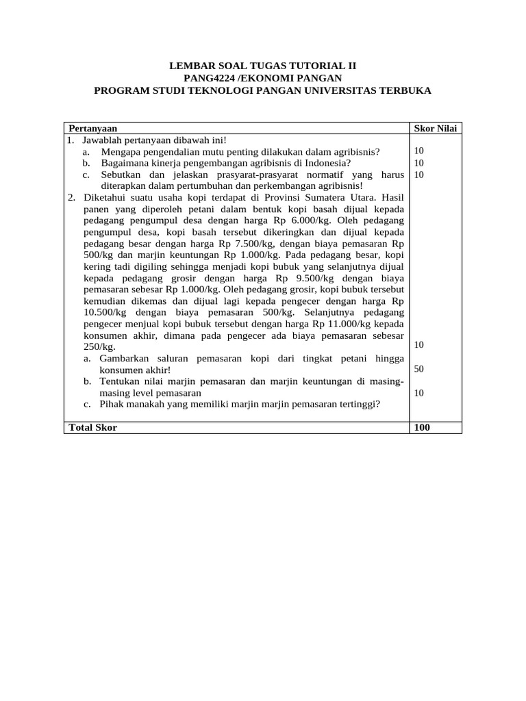 Lembar Soal Tutorial Ii - Pang4224 | PDF