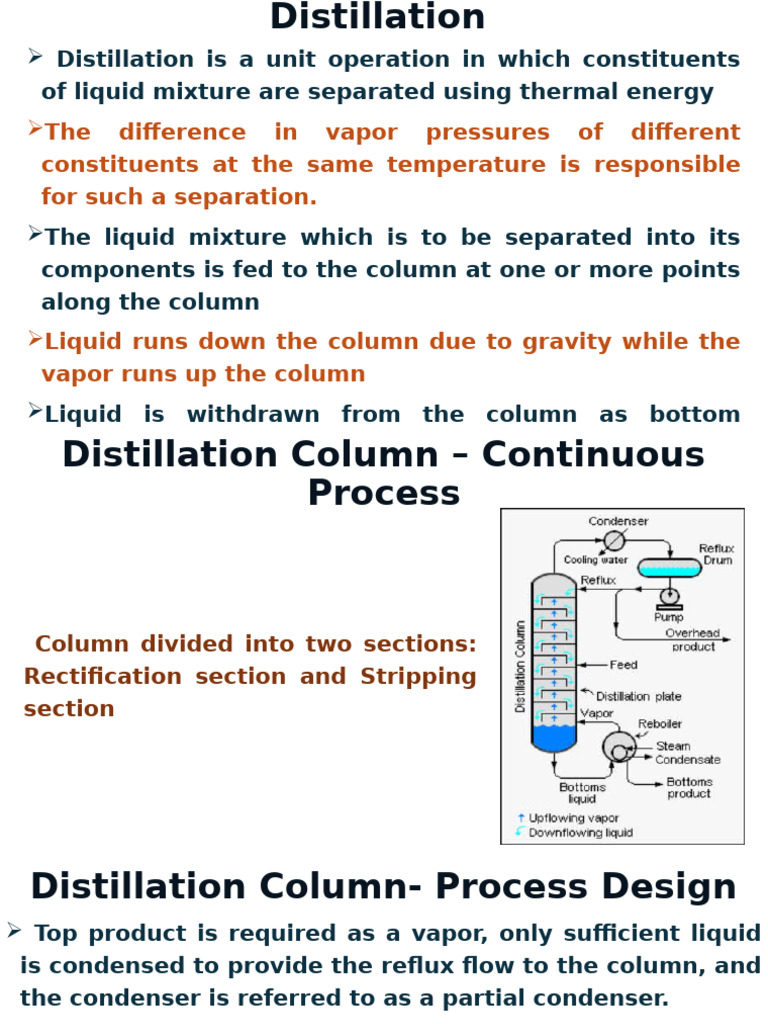Distillation Process and Column Design | PDF | Distillation ...