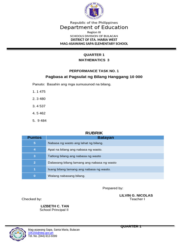 PT Math Q1 | PDF