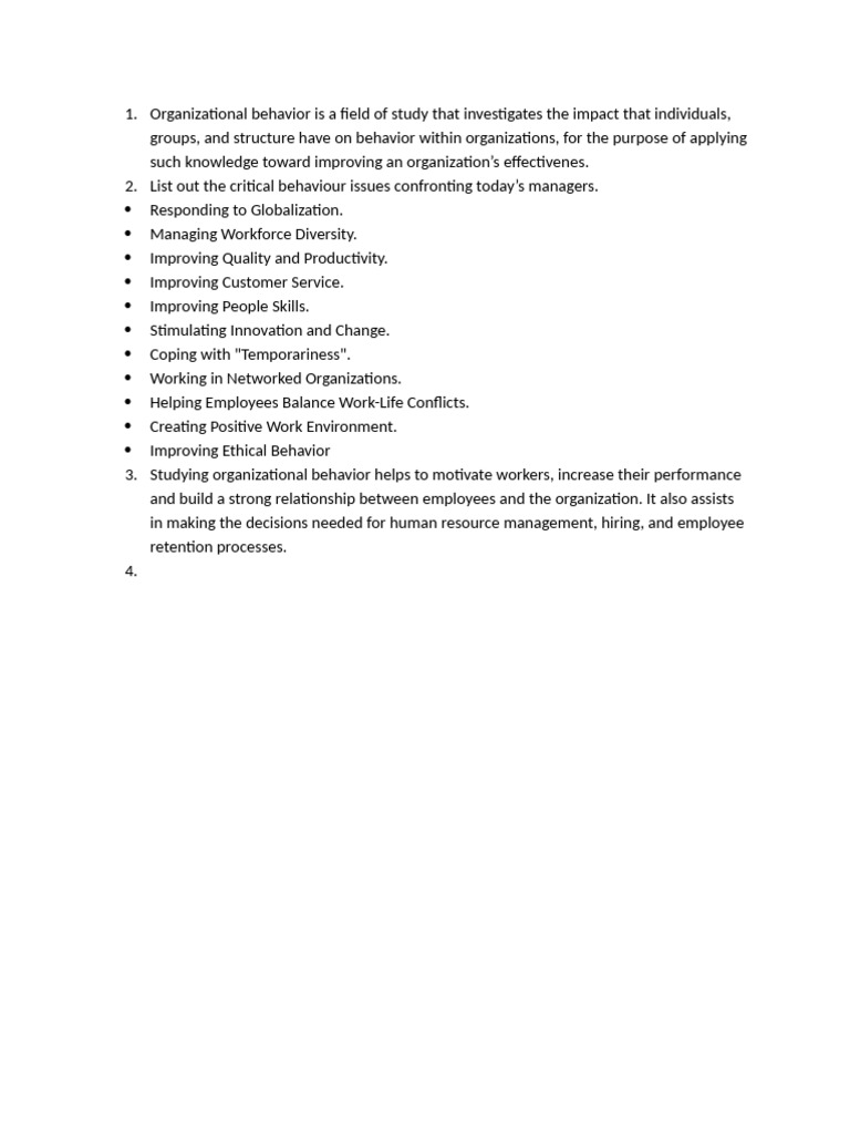 Key Issues in Organizational Behavior | PDF
