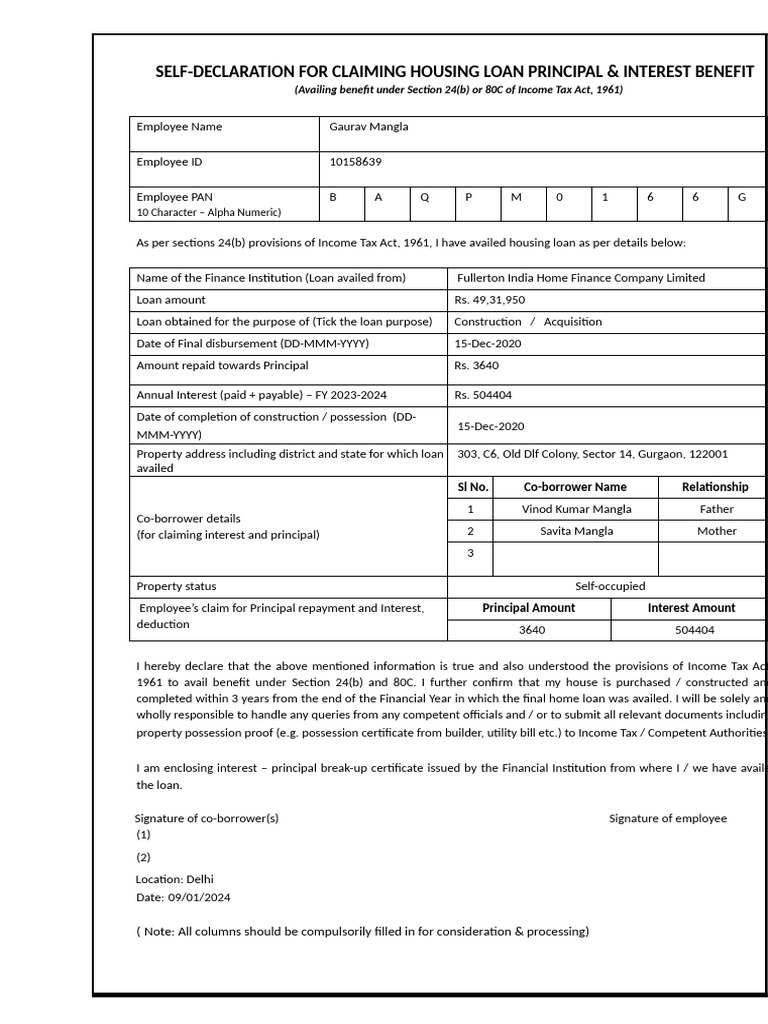 PBC Housing Loan Declaration | PDF | Loans | Taxes