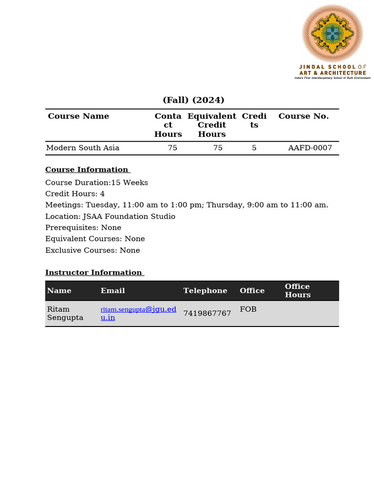 Course Manual and Session Plan - MSA - Fall 2024 | PDF | Disability ...