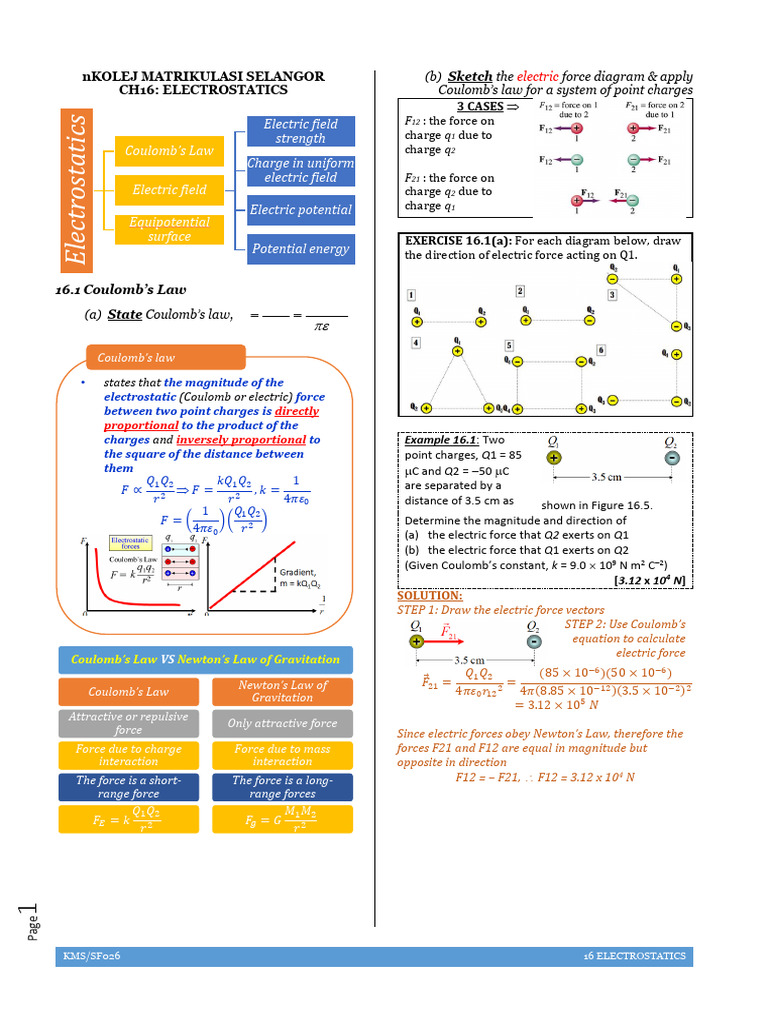 Electrostatics: Coulomb's Law & Electric Fields | PDF | Electric Field ...