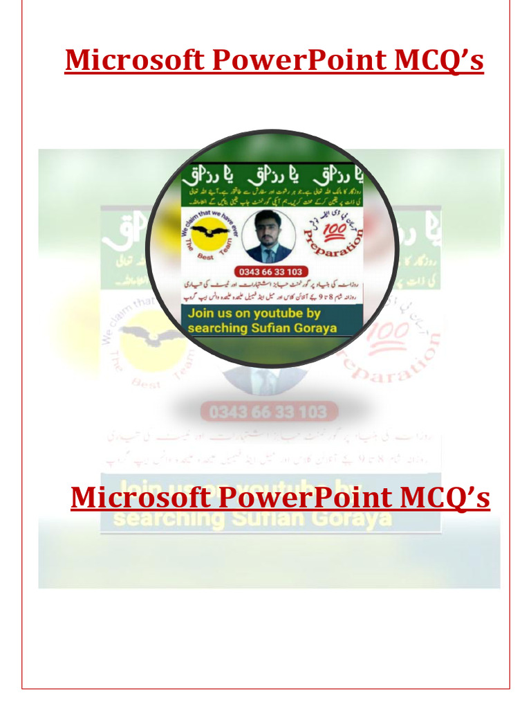 MS PowerPoint MCQs | PDF | Microsoft Power Point | Page Layout
