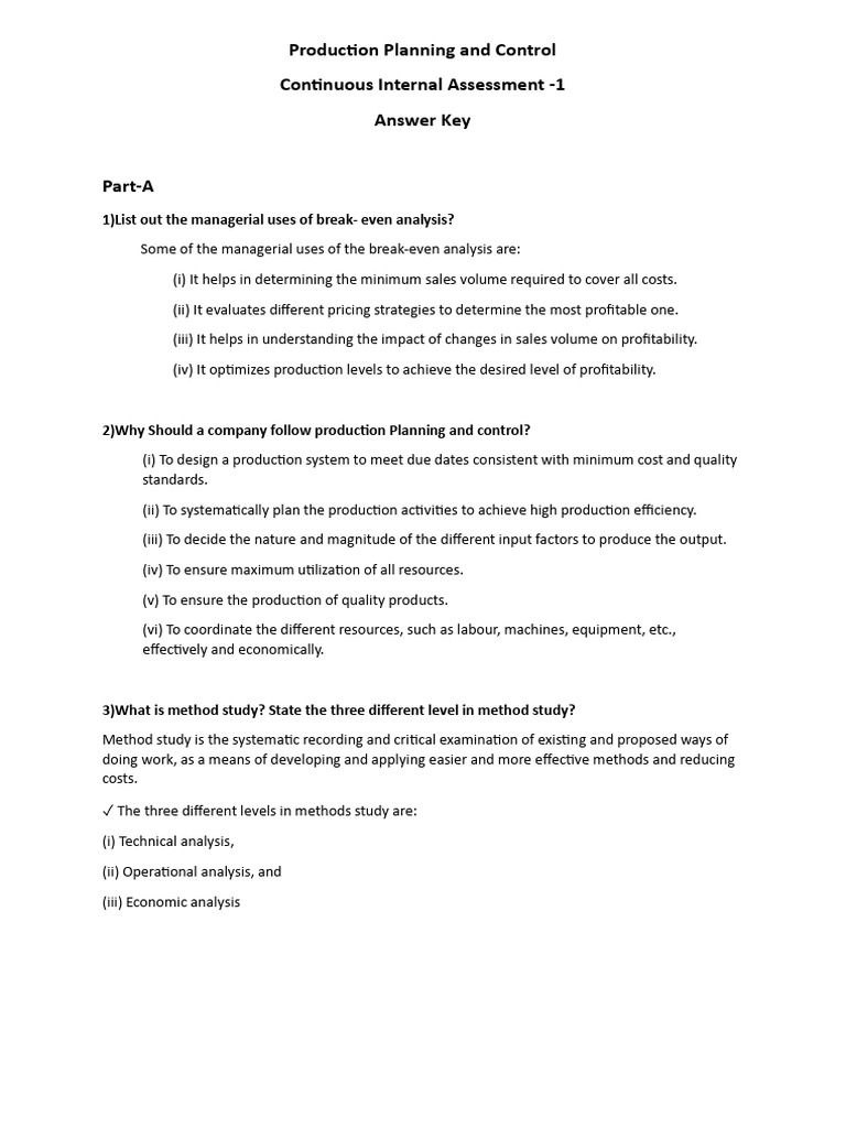 Break-Even Analysis in Production Planning | PDF | Reliability ...