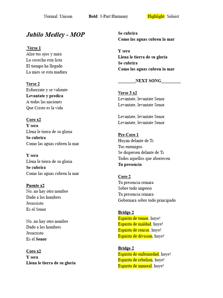 Jubilo Medley - MOP | PDF