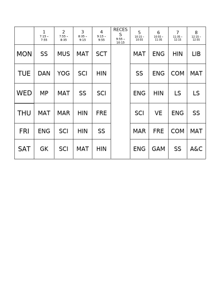 Mon Tue Wed Thu Fri Sat | PDF