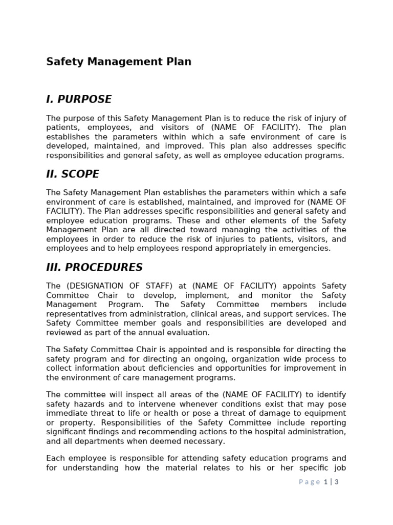 Safety Management Plan | PDF | Risk | Risk Assessment