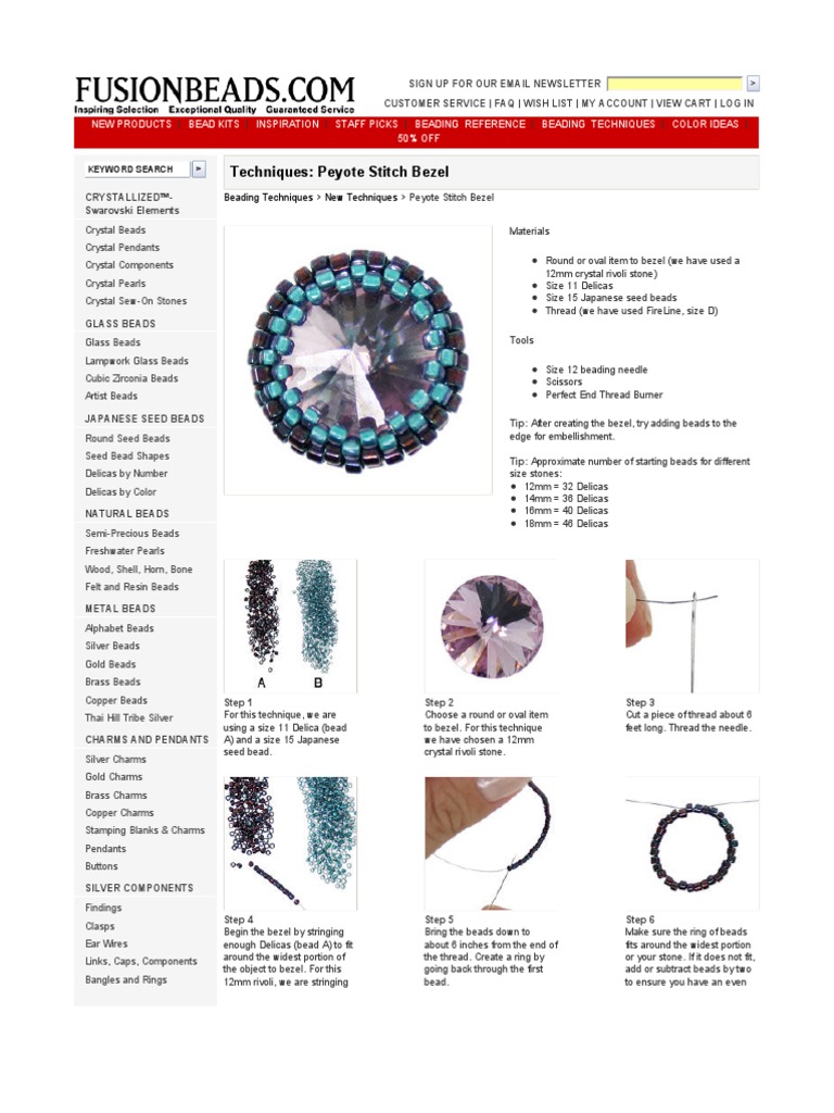 Peyote Stitch Bezel | PDF | Beadwork | Bead