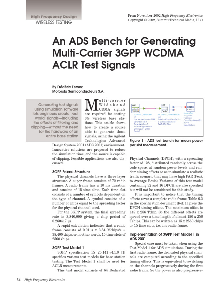 (HFE0211) An ADS Bench For Generating Multi-Carrier 3GPP WCDMA ACLT ...
