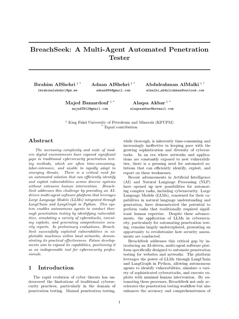 BreachSeek A Multi-Agent Automated Penetration Tester | PDF ... BreachSeek A Multi-Agent Automated Penetration Tester | PDF ...