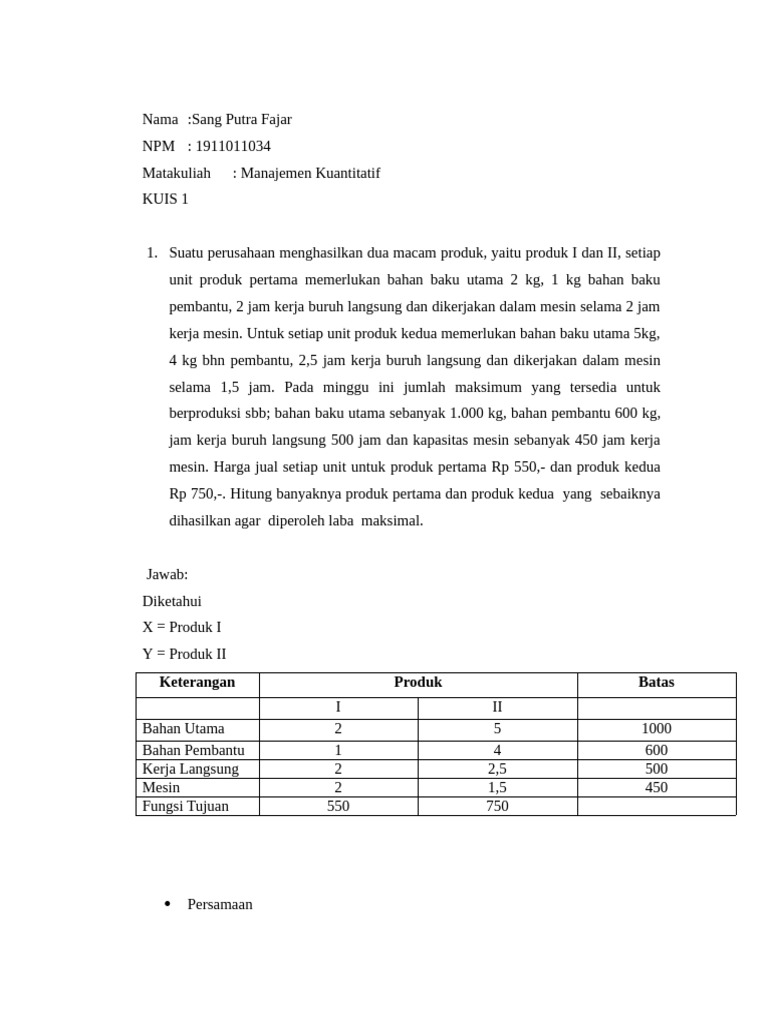 Sang Putra Fajar 1911011034 KUIS 1 | PDF