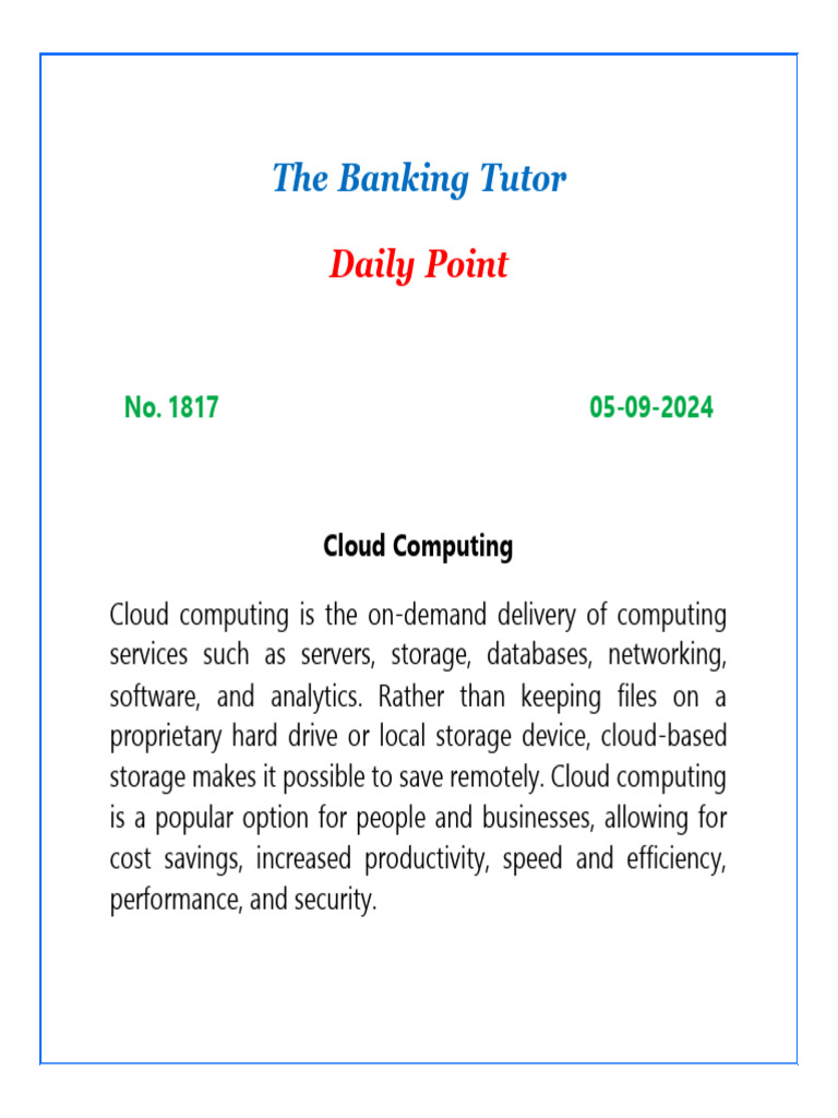 Benefits of Cloud Computing Explained | PDF