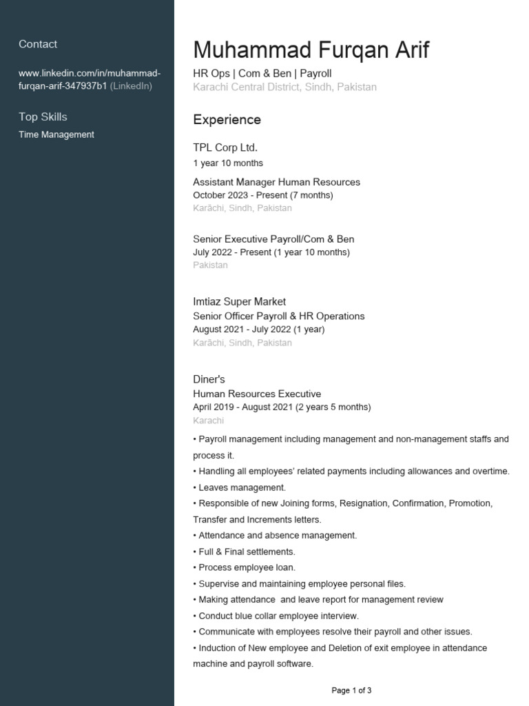 Furqan Arif | PDF | Payroll | Economies