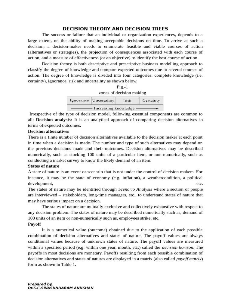 Decision Theory and Decision Trees Guide | PDF | Decision Making ...