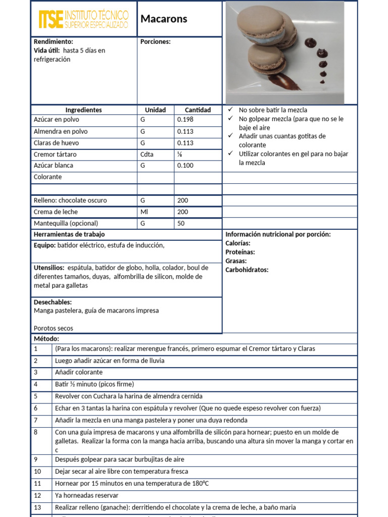 FT Macarons | PDF | Macarrón | Crema