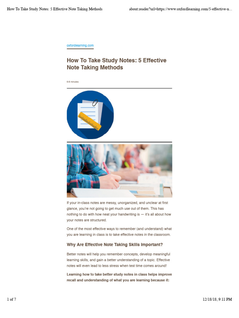 How To Take Study Notes_ 5 Effective Note Taking Methods | PDF ...