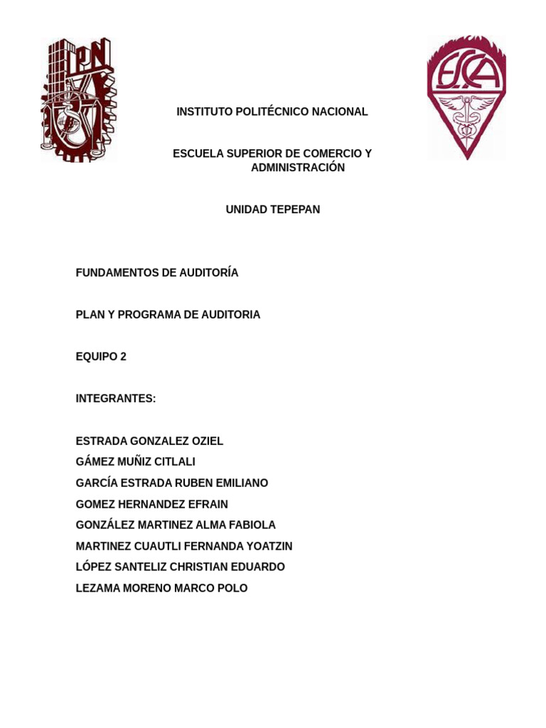 Plan de Auditoría | PDF | Auditoría | Planificación