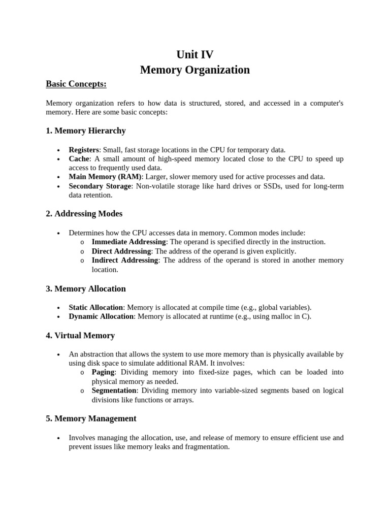 Unit Iv Material 1 Pdf Random Access Memory Computer Data Storage 1251