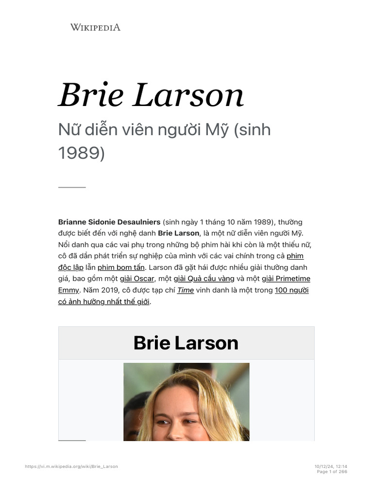 Brie Larson – Wikipedia tiếng Việt | PDF