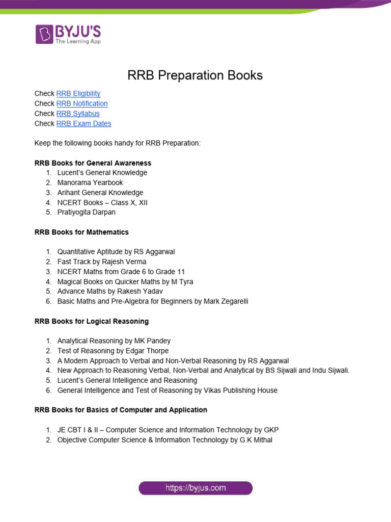 RRB Preparation Books | PDF