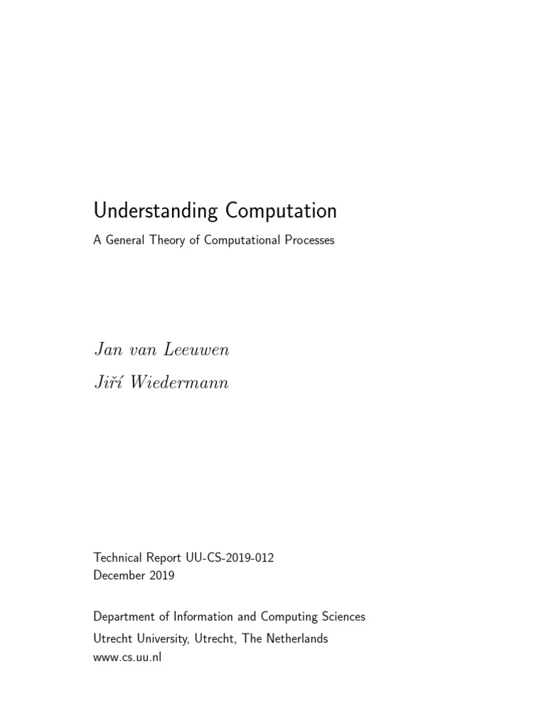 Understanding Computation A General Theory Of Computational Processes Pdf Computational